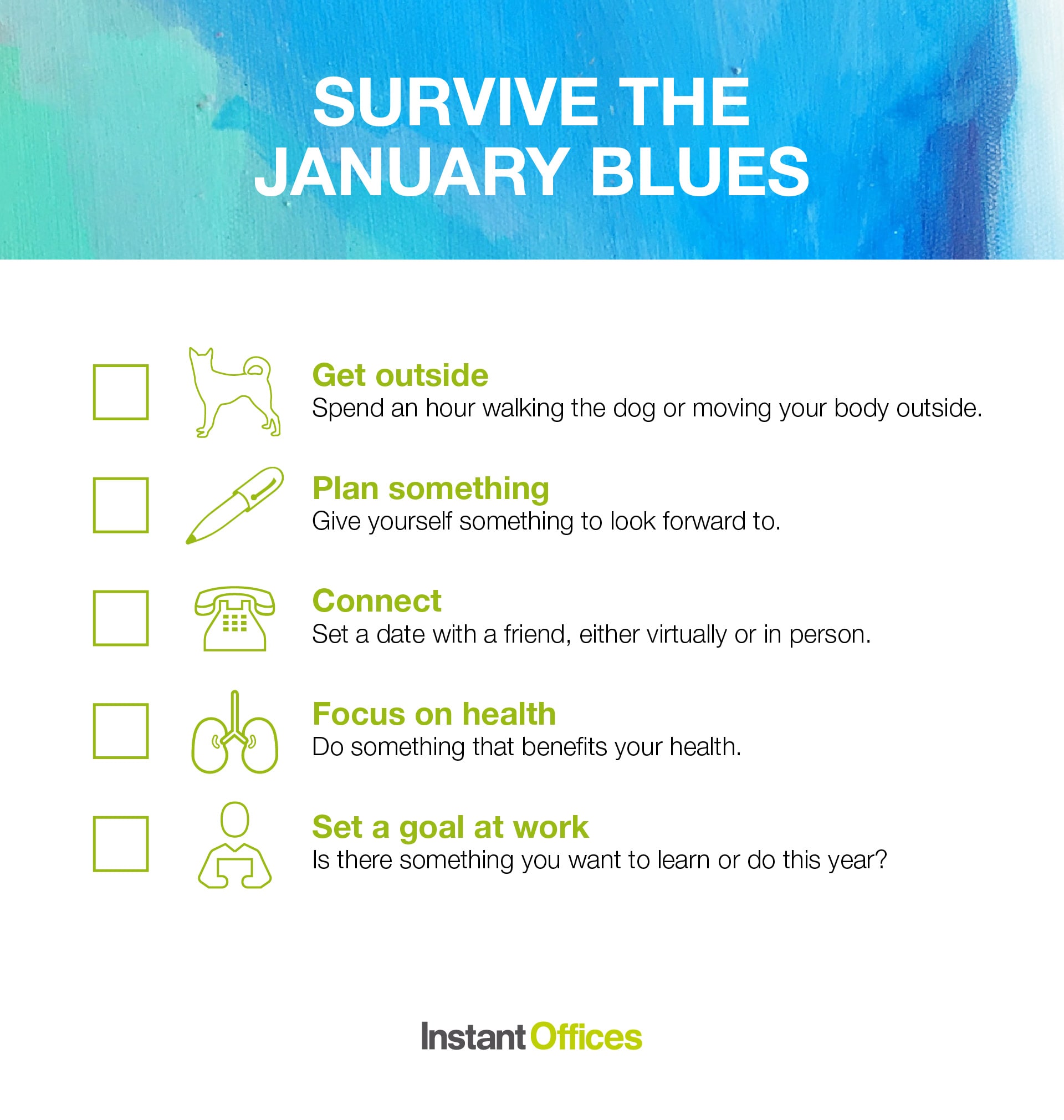 Survive the January blues at work in 2022 - Instant Offices